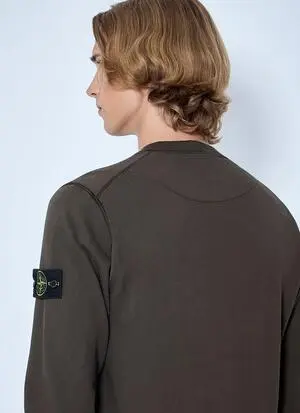 Stone Island Crewneck Sweatshirt With Sleeve Patch - Green