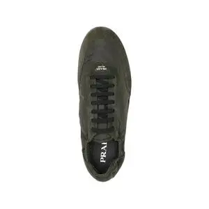 Prada Re-nylon And Suede Low-top Sneakers - Green