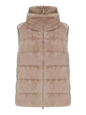 Herno Eco-fur Sleeveless Jacket With Zip - Multicolor