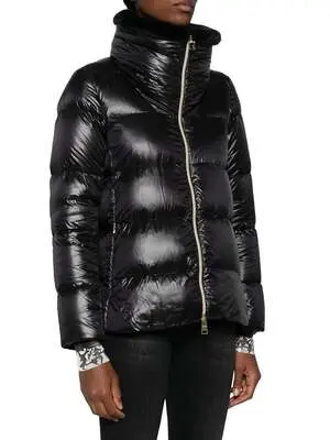 Herno Shiny Down Jacket With Fur Collar