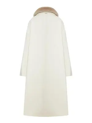 Herno Long Coat With Fur Collar - White