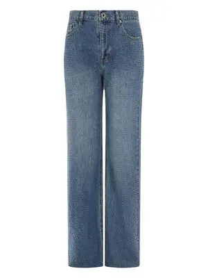 SELF-PORTRAIT Jeans With Rhinestones - Blue