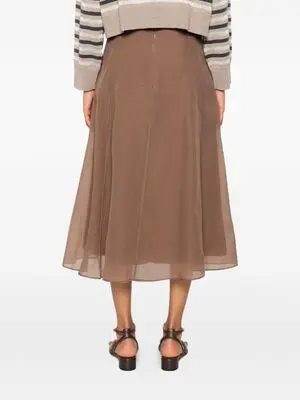 Brunello Cucinelli Silk Midi Skirt - Multicolor