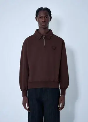 Prada Cotton Jersey Logo Motif Sweatshirt - Brown