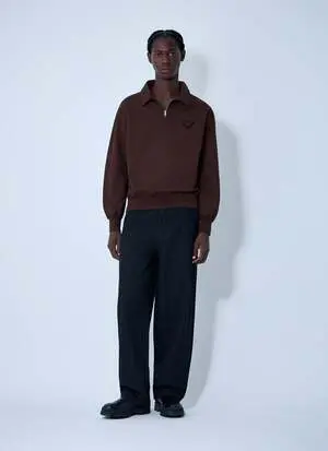 Prada Cotton Jersey Logo Motif Sweatshirt - Brown