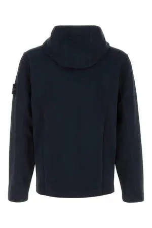 Stone Island Cotton Zip Up Hooded Sweatshirt - Blue
