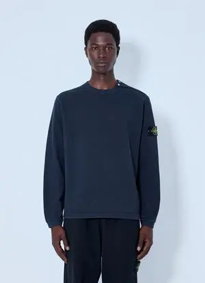 Stone Island Crewneck Sweatshirt With Sleeve Logo Patch - Blue