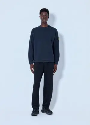 Stone Island Crewneck Sweatshirt With Sleeve Logo Patch - Blue