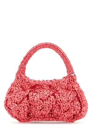 JW Anderson Fuchsia Raffia Small Cable Handbag - Pink