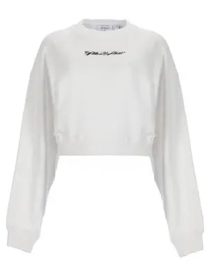 Off-white Cropped Sweatshirts Hoodies For Women