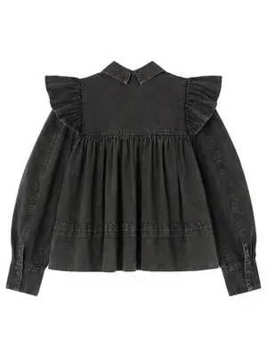 GANNI Blouse With Collar - Black