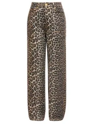 GANNI Lari Jeans With Leopard Print
