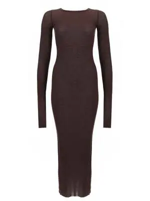 Rick Owens Long-sleeved Midi Dress - Brown