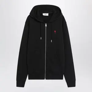AMI Paris Ami Paris Black Ami De Coeur Zip-Up Sweatshirt Men Black