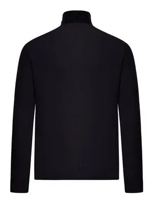 Stone Island Regular Fit Sweater With Zip And Button Fastening - Black