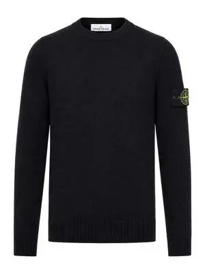 Stone Island Melange Effect Sweater With Compass Logo - Black