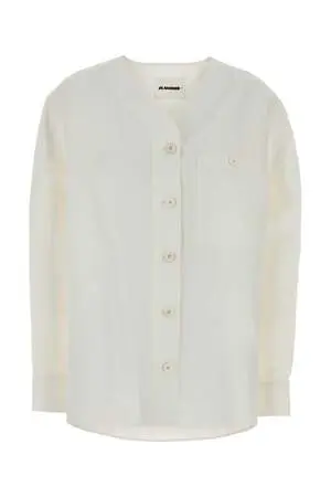 JIL SANDER Linen Blend Oversize Shirt - White