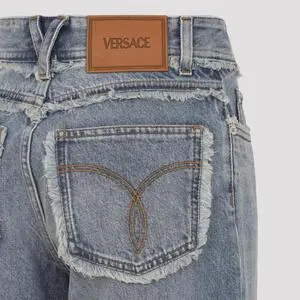 Versace Raw Cut Cotton Denim Jeans