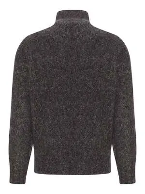 Brunello Cucinelli Boucle Knit Zip-up Sweater With High Neck