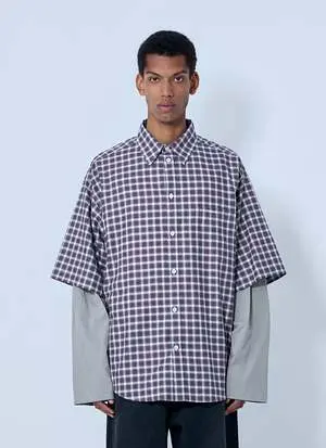 Balenciaga Layered Check Shirt - Red