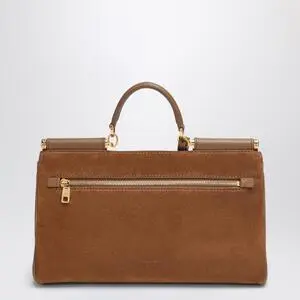 Dolce & Gabbana Medium My Sicily Bag In Camel Suede Leather - Brown