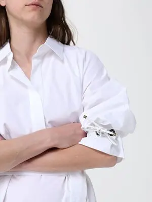 Max Mara Midi Cotton Poplin Shirt Dress With Tie-waist Belt - White