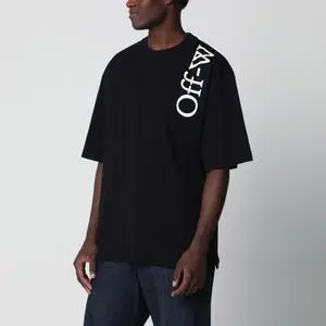 Off-White Crewneck T-shirt With Printed Logo In Cotton - Black