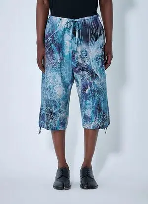Yohji Yamamoto Drawstring Cropped Shorts - Blue
