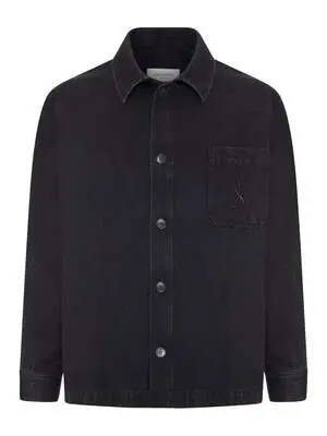 Saint Laurent Overshirt Cassandre In Denim Black Sand - Multicolor