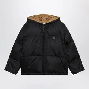 Prada Zip-up Puffer Jacket In Re-nylon - Black