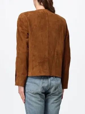Saint Laurent Double-breasted Cropped Jacket In Suede Lambskin