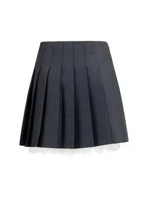 SELF-PORTRAIT Pleated Mini Skirt - Gray