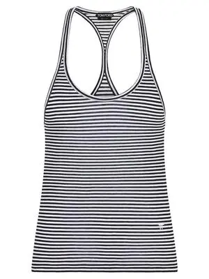 TOM FORD Tom Ford Women Striped Viscose Tank Top With Tonal Tf Embroidered Logo