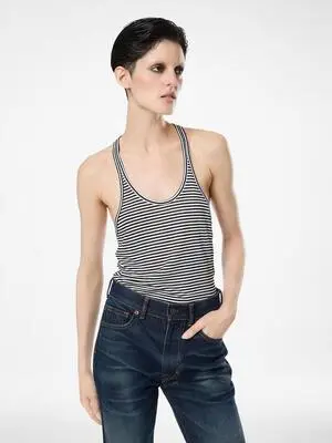 TOM FORD Striped Viscose Tank Top - Black