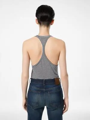 TOM FORD Striped Viscose Tank Top - Black