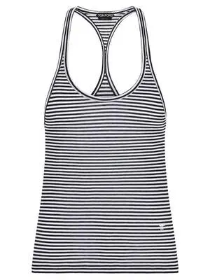 TOM FORD Striped Viscose Tank Top - Black