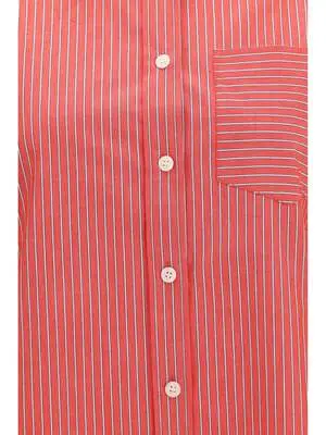 GANNI Striped Cotton Shirt - Red