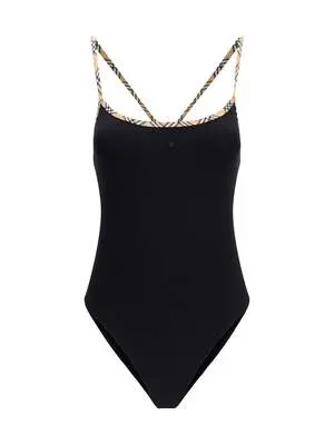 Burberry Check Trim Swimsuit - Black