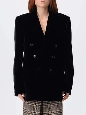 Saint Laurent Double-breasted Velvet Blazer - Black