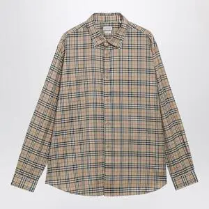 Burberry Beige Check Cotton Shirt - Cream