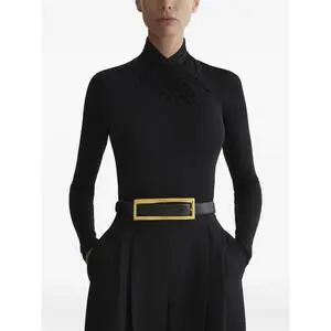 MUGLER Draped High Neck Top