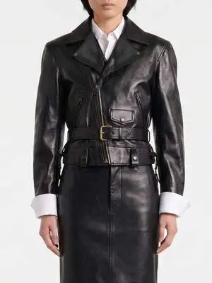 Saint Laurent Slim Fit Belted Calfskin Biker Jacket - Brown