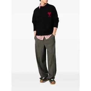 AMI Paris Felted Merino Wool Jumper - Black