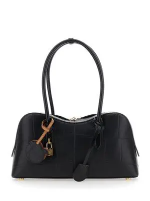 Stella McCartney Medium 'ryder' Handbag With Lock Detail On Front In Ecoleather Black For - Multicolor
