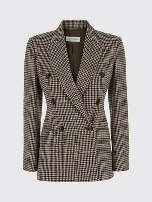 Max Mara Slim Fit Houndstooth Double-breasted Blazer In Viscose Blend
