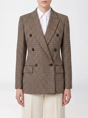 Max Mara Slim Fit Houndstooth Double-breasted Blazer - Black