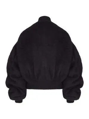 Rick Owens Cropped Alpaca Wool Bomber Jacket With Zip