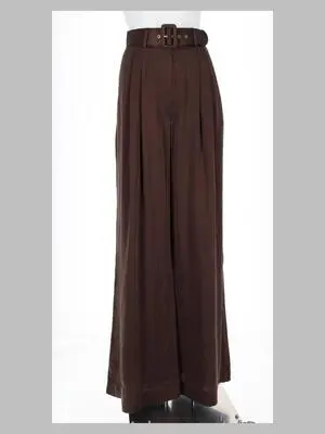 Zimmermann Silk Belted Trousers - Brown