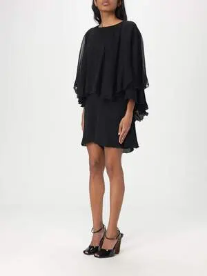 Saint Laurent Silk Cape Effect Jumpsuit - Black