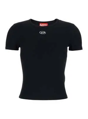 DIESEL® Ribbed Dlogo Applied T-shirt - Black